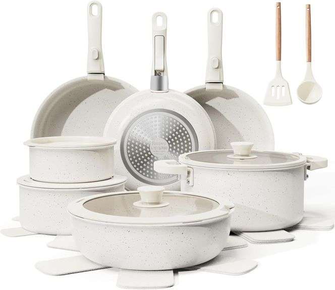 22-Piece Pots and Pans Set Non Stick with Removable Handles, Ceramic ...