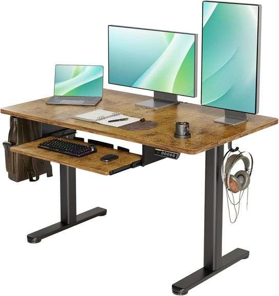 YDN Standing Desk with Keyboard Tray, 48 Inch Height Adjustable Desk ...