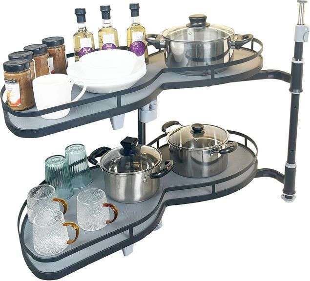 HANKEY Swing Left Blind Corner Cabinet Pull Out Organizer 2-Tier Slide ...