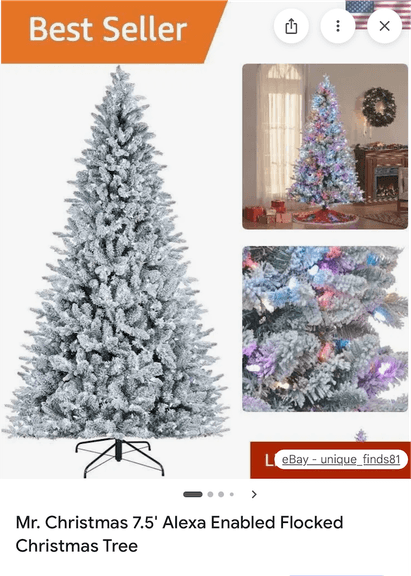 Mr. Christmas 7.5ft Alexa Enabled Flocked Christmas Tree - Matthews ...