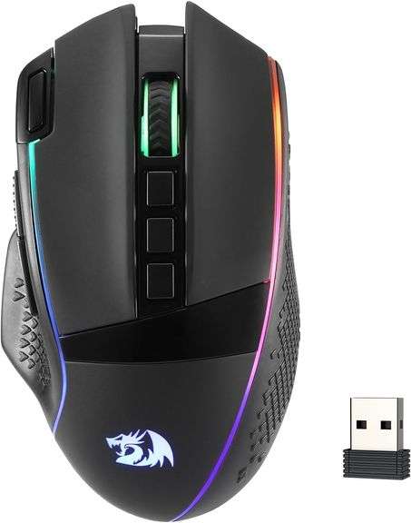 Redragon M991 Wireless Gaming Mouse, 26000 DPI 3-Mode Gamer Mice w/Rapid Fire Key, 9 Macro ...