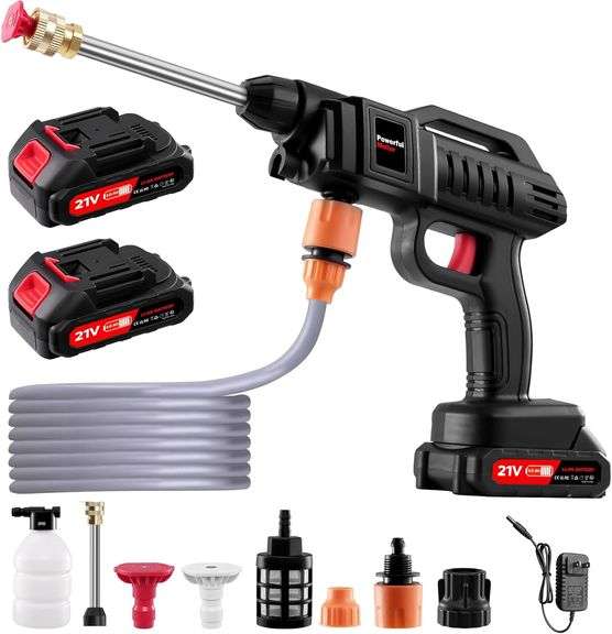 1500W Cordless Pressure Washer with 2 * 2.0Ah Battery, 21V Portable ...