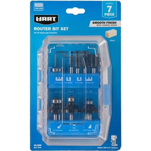 HART 7-Piece Decorative Router Bit Set with Modular Storage Case ...