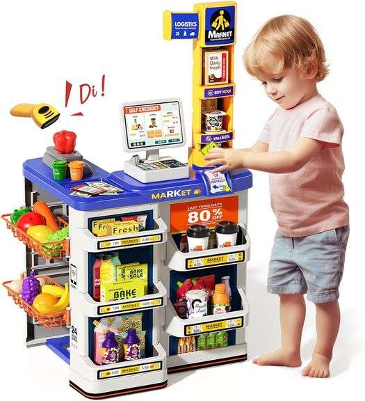 $43 61 Pcs Toy Cash Register for Kids with Scanners, Calculator, Cards ...