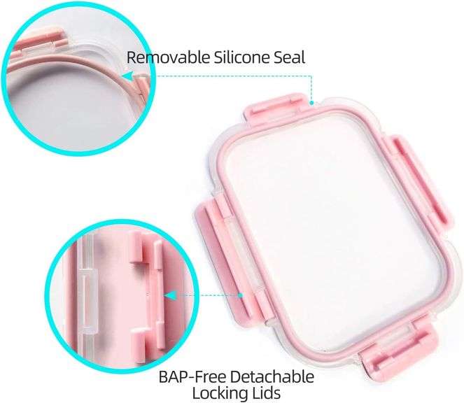 C CREST 5 Glass Meal Prep Containers, Pink - Matthews Auctioneers