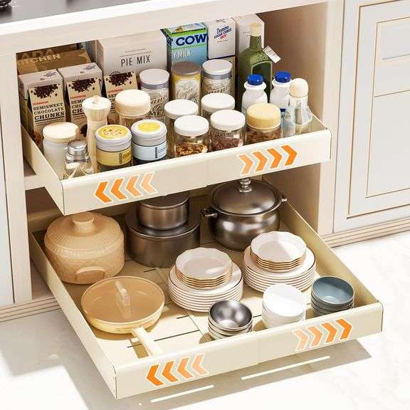 Tksrn Pull Out Cabinet Organizer, Expandable(12.4"-19.3") Adjustable ...