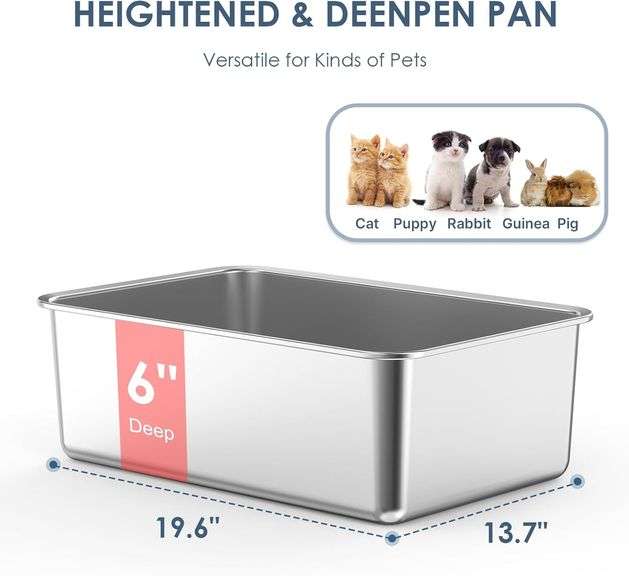 3 Pack 19.6"x13.7"x6" Stainless Steel Litter Box with 26L Litter ...
