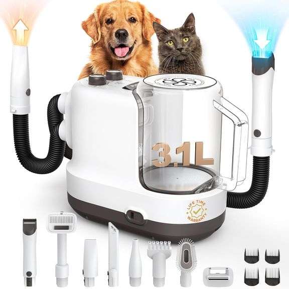 Dog Grooming Kit, Vacuum Suction, FEELNEEDY Pet Dryer 10 in 1 machine ...