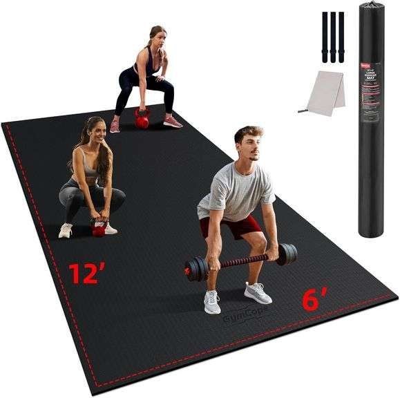 GymCope Large Exercise Mat for Home Workout,12'x6' (7mm) Extra Thick ...