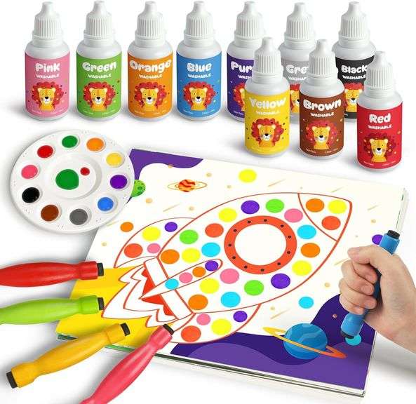 D-FantiX Washable Paint Dot Markers for Toddlers, 10 Colors Bingo ...