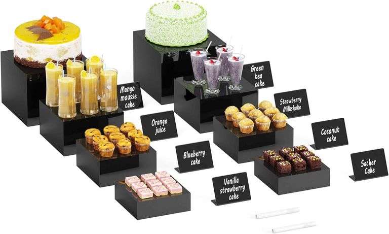 Neatsure 8PSC Buffet Risers with Mini Signs, Food Risers for Buffet ...