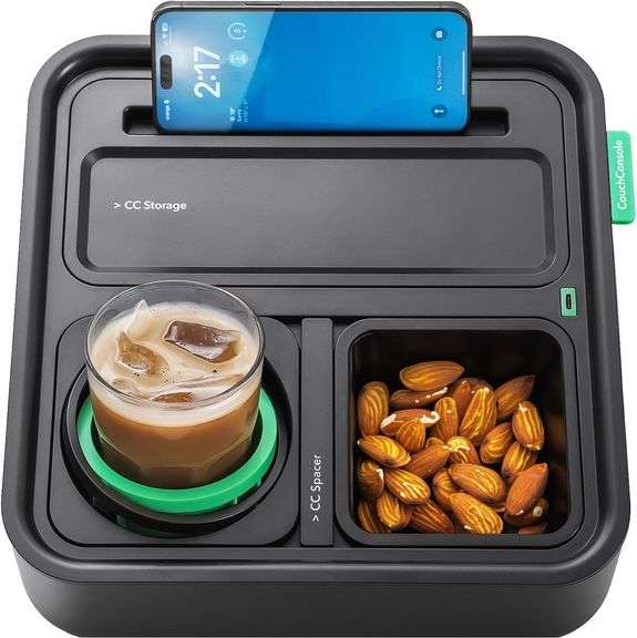 Couch Console Original Cup Holder Tray - Drinks & Snacks Sofa Caddy ...