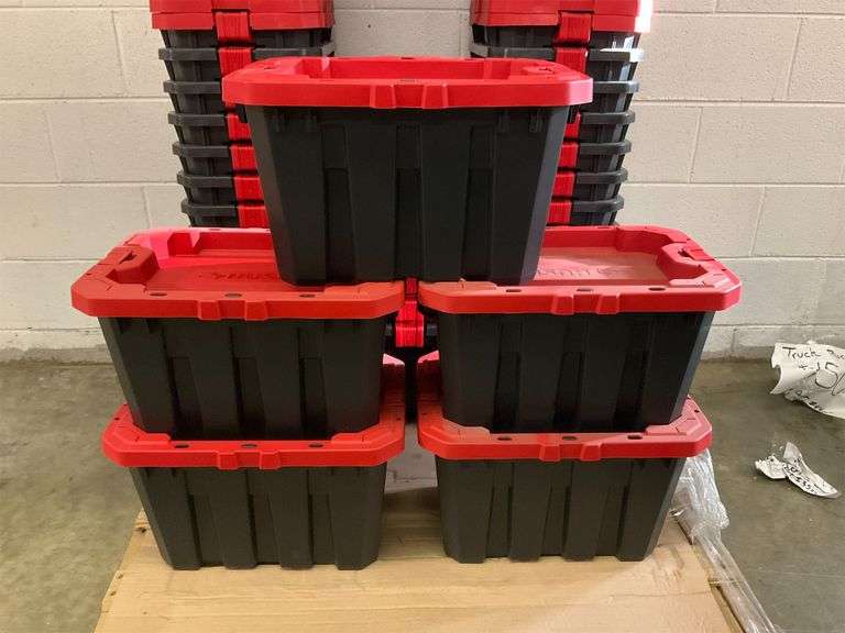 5 Husky 5 gallon lock and stack totes - Matthews Auctioneers