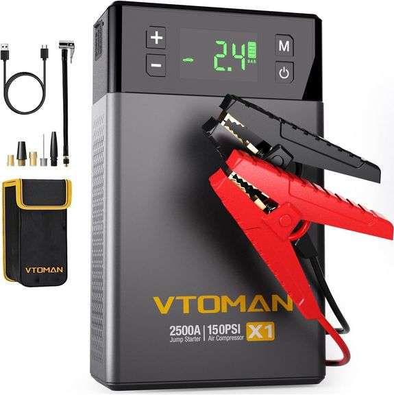 VTOMAN X1 Jump Starter with Air Compressor, 2500A Portable Battery ...