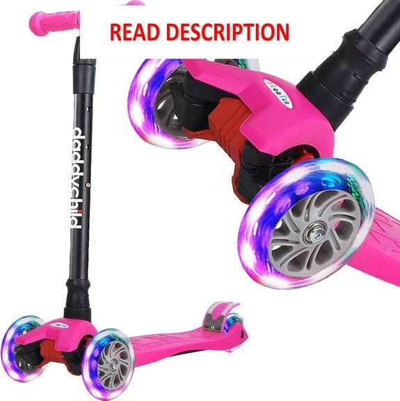 Kids 3 Wheel Scooter, Adjustable Height, Lean to Steer, Light Up Wheels ...