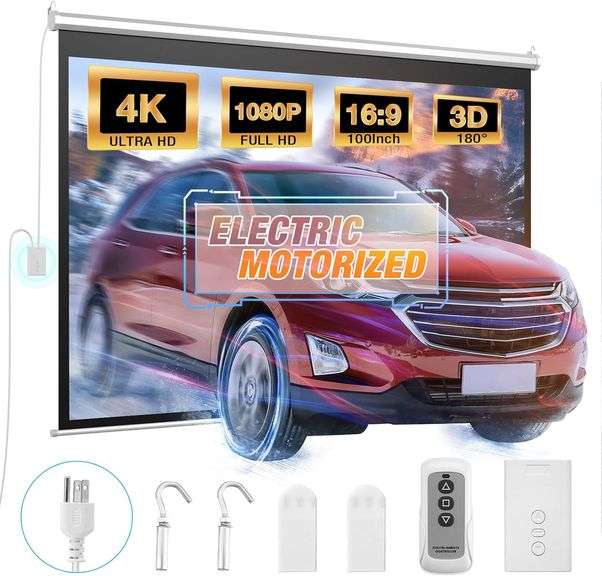 Powerextra 100 Inch Motorized Projector Screen with Wireless Remote ...