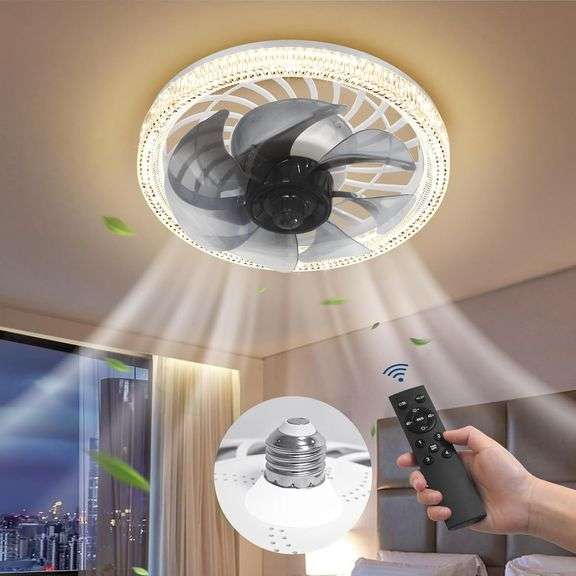 Auzev Socket Ceiling Fans with Lights and Remote Wireless Modern ...