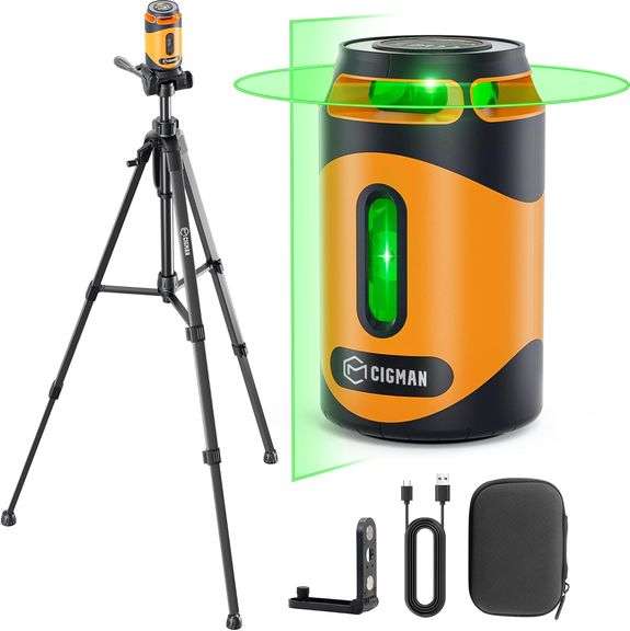 CIGMAN 360 Laser Level with Tripod, Green Self Leveling Cross Line ...