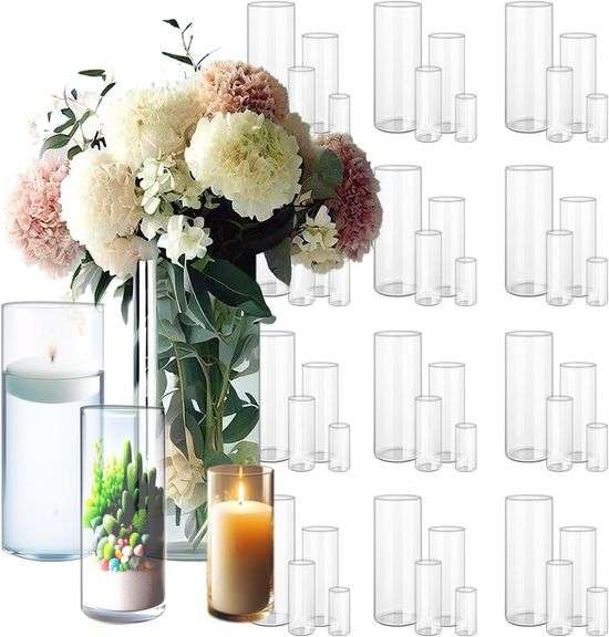 Sandraheer 48 Pack Clear Glass Cylinder Vases for Centerpieces ...