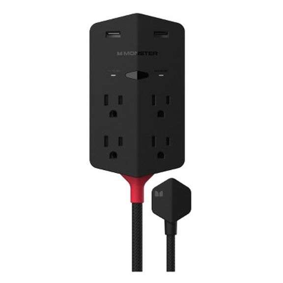 Monster Power Shield XL 540 Joule Surge Protector with 4 AC Outlets & 2 ...