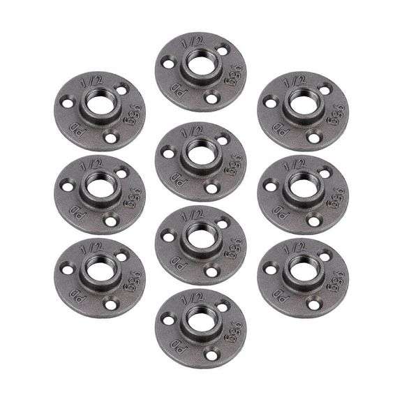 1/2 in. X 2.5 in. Black Iron Round Mini Floor Flange Fitting (9-Pack ...