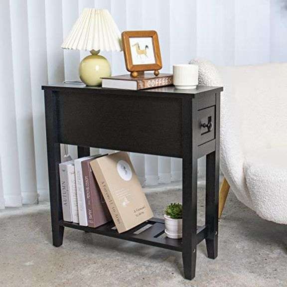 LUSUOWLZ Chairside Narrow End Table, Solid Wood Recliner Side Table ...
