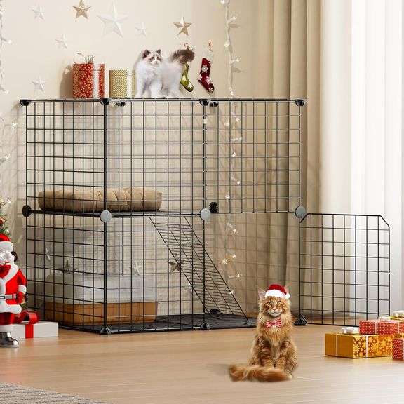 OtterOasis Cat Cages Indoor, 2 Tier Cat Enclosure, Cat Cage with ...
