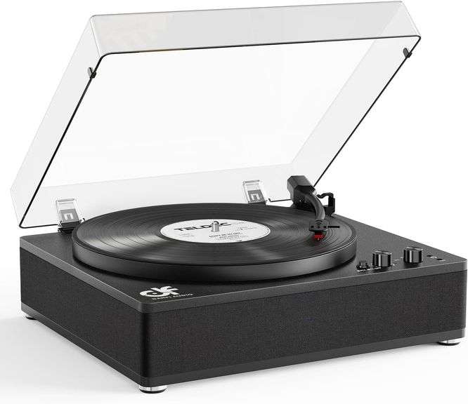 Vintage Record Player with Built-in Speakers, Wireless Bluetooth Input ...