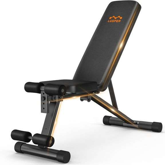 Lusper Adjustable Weight Bench Foldable - 600 Lb Stable Workout Bench ...