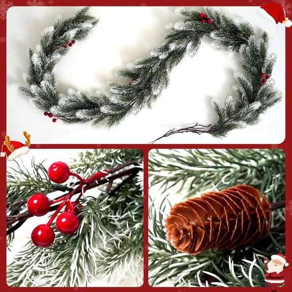 9FT Artificial Long Cedar Garlands - Real Touch Winter Pine Garland ...