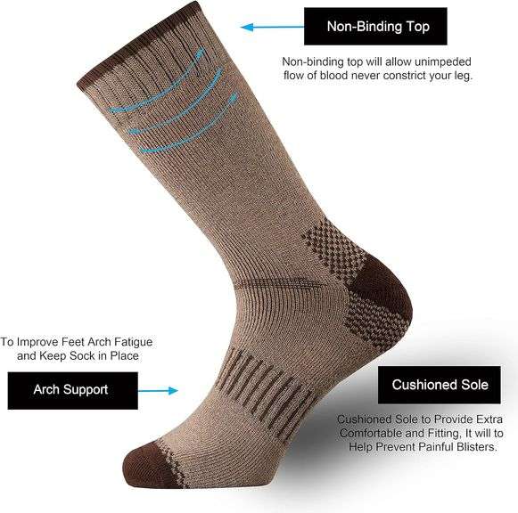 ONKE Merino Wool Cushion Crew Socks for Men Casual Outdoor Hike with ...