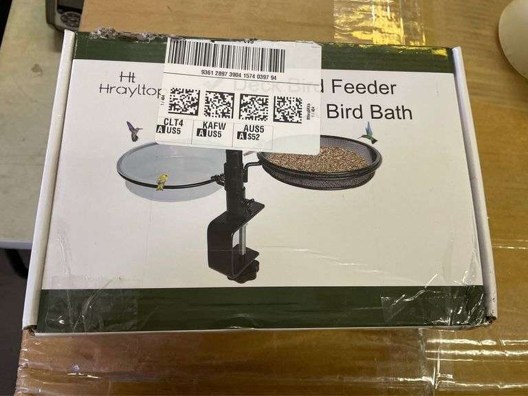 HRAYLTOP Deck Bird Feeders with Metal Mesh Tray and 2 Water Bowls ...