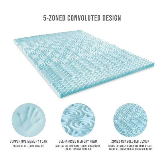 BodiPedic 2-Inch Gel-Infused Zoned Convoluted Memory Foam Mattress ...