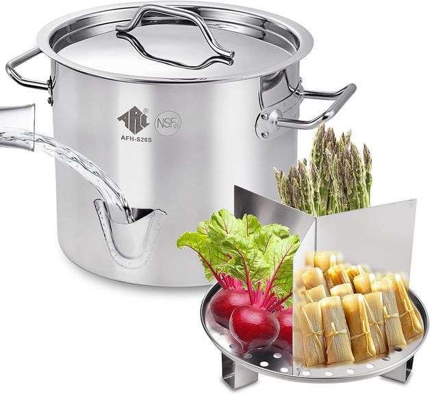 ARC 20QT Stainless Steel Tamale Steamer Pot w/Easy-fill Water Spout ...