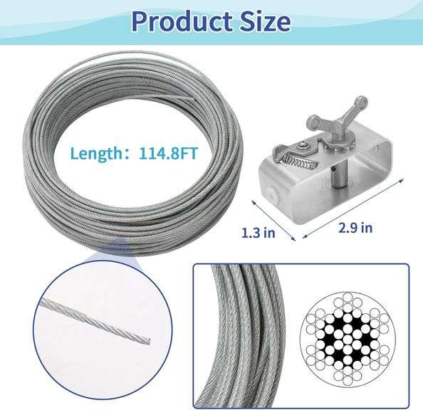 1/10 inch Outdoor Travel Security Cable, Vinyl Coated Braided Steel ...