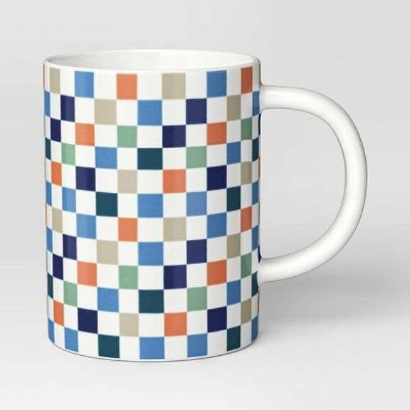 (6) 16oz Checks Stoneware Mug White - Room Essentials - Matthews ...