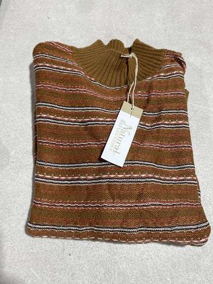 Natural Reflections Reverse Stitch Mock Neck Sweater Women's Small ...