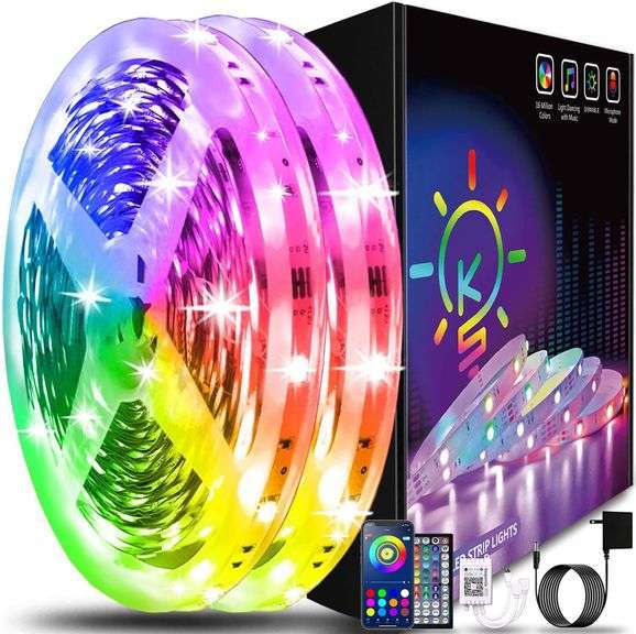 Keepsmile 130ft Led Strip Lights (2 Rolls of 65ft) Bluetooth Smart App ...