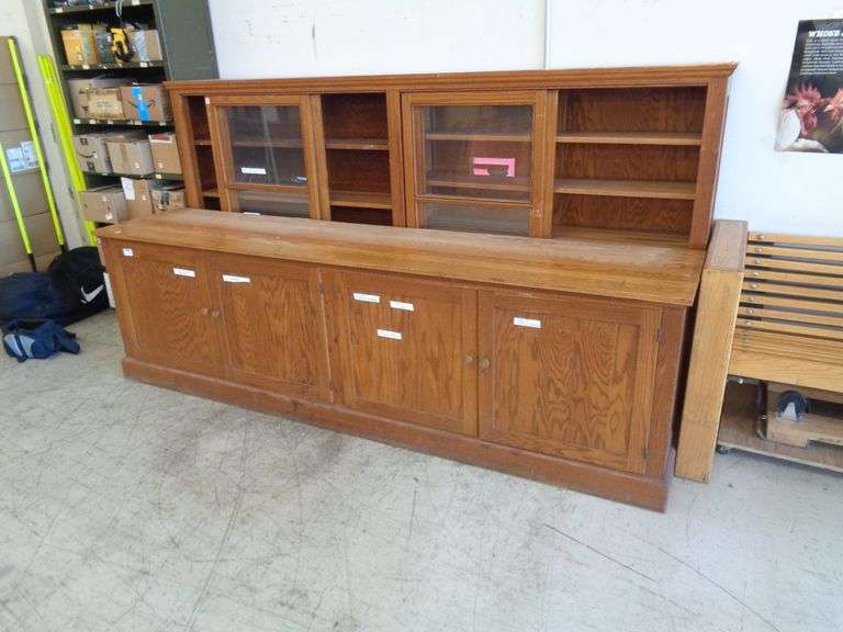 1 2 PC OAK DISPLAY CABINET - Matthews Auctioneers