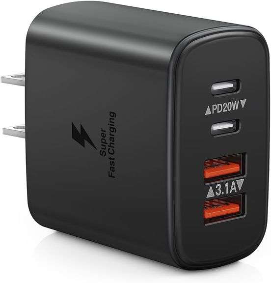 (3) USB C Charging Block, 40W 4-Port Type C Fast Charger Block Dual ...