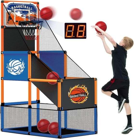 Arcade Basketball Game Set with 4 Balls and Hoop for Kids 3-12 Years ...