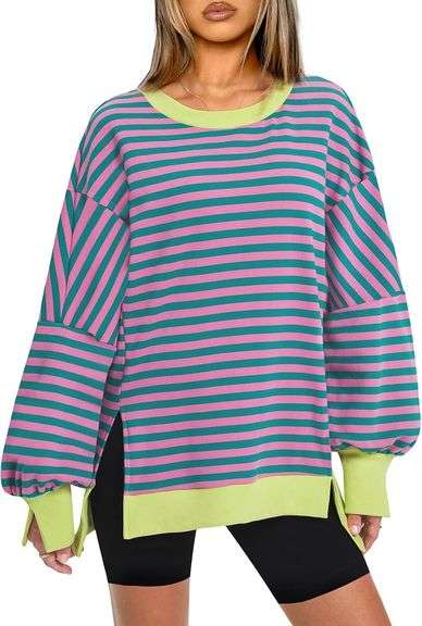 GKBK Women Oversized Sweatshirts Striped Hoodies W - Matthews Auctioneers
