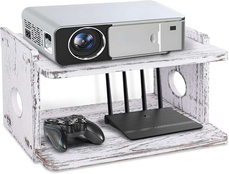 BEARUT Wooden Floating Projector Shelf Rack Router Shelf Wall Mount ...