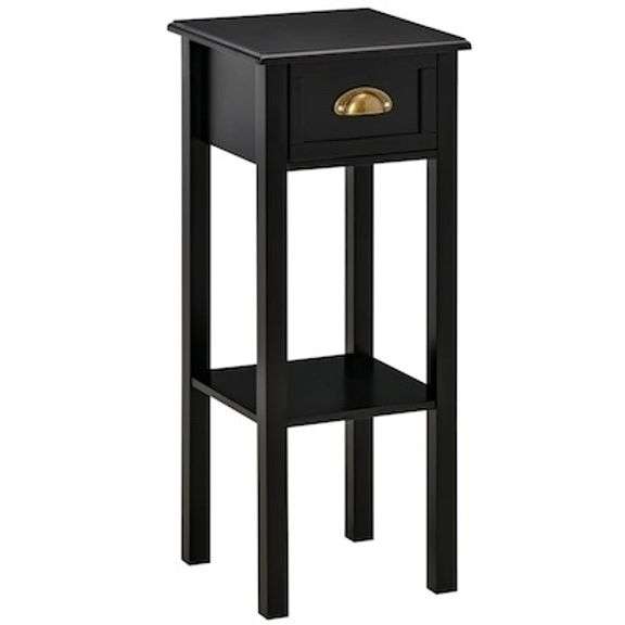 HOMCOM 2-Tier Side Table with Drawer Shelf, End Table for Living Room ...