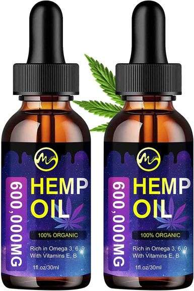 (2 Pack) Hemp Oil Extract Drops 1,200,000mg - Natural Plantlife Dietary ...