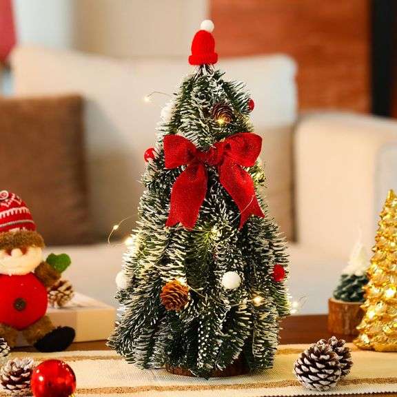 HOMCDALY 16 inch Tabletop Christmas Tree, Small Christmas Tree with LED ...