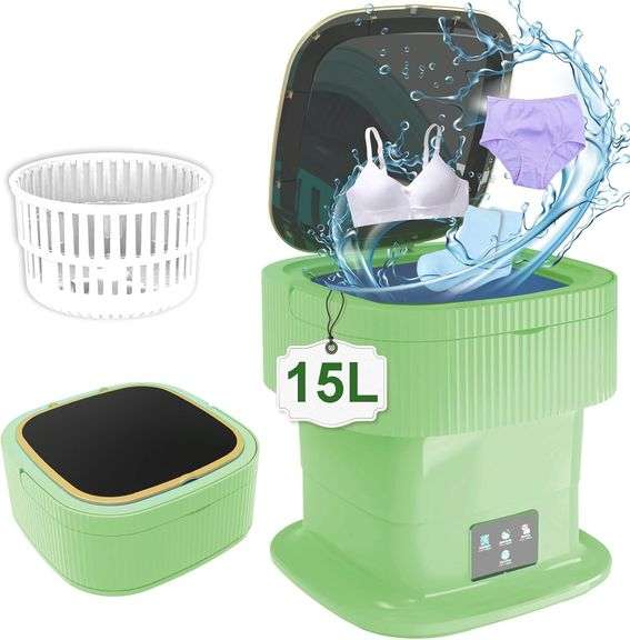 Portable Washing Machine, 15L Mini Foldable Washer with Dryer for Baby ...