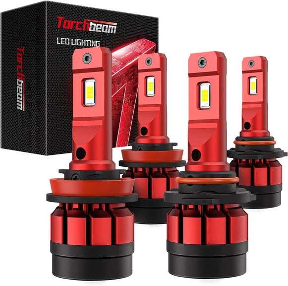 Torchbeam H11/H8/H9 9005/HB3 LED Headlight Bulbs Combo, 36000 Lumens 600% Brightness High and ...
