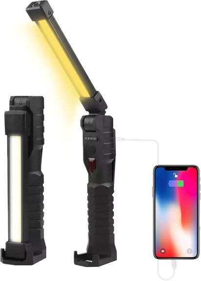 1 Pack LED Rechargeable COB Work Light Flashlights with Bottom Hidden ...