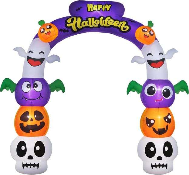 Outsunny 8ft Large Halloween Inflatable Archway, Blow Up Lighted ...